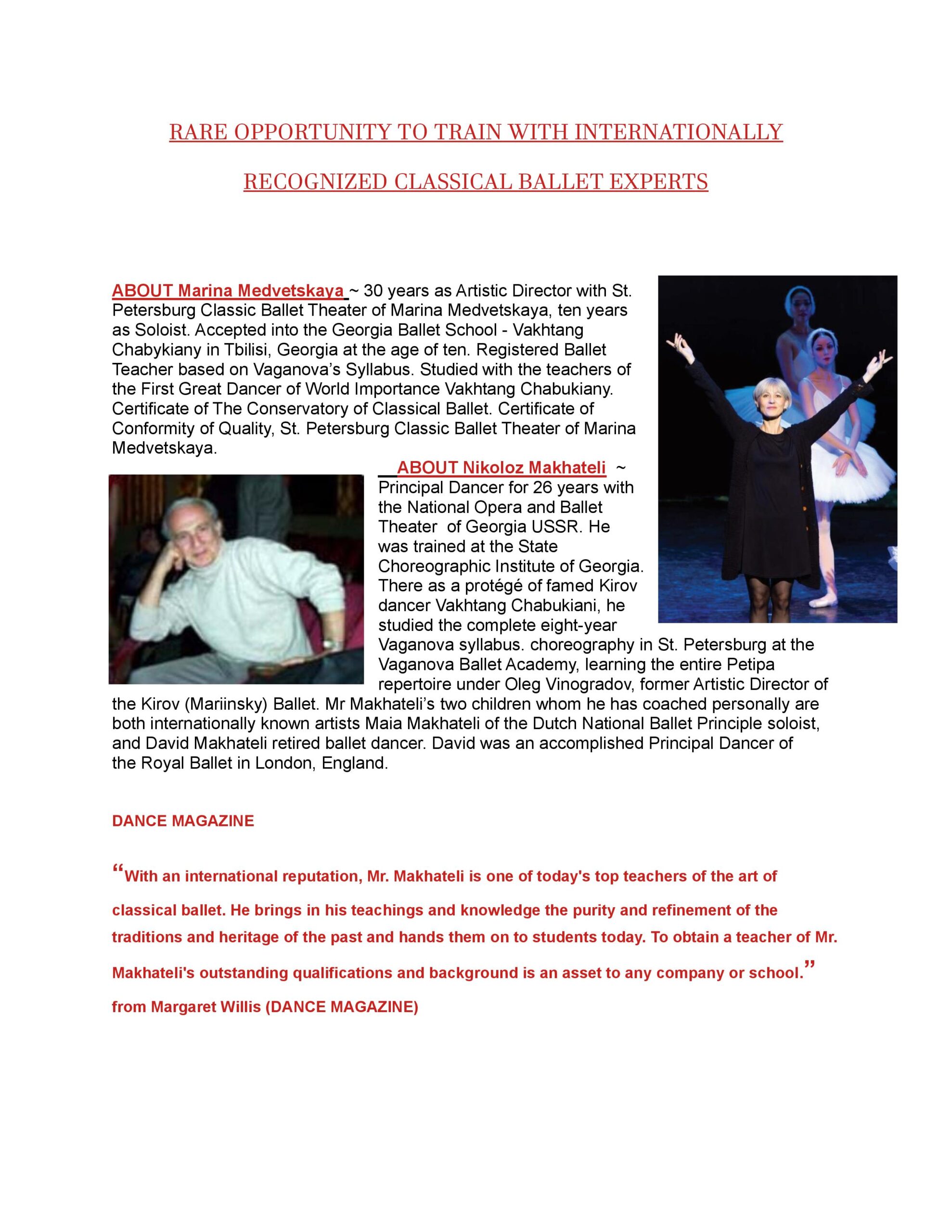 Summer Instructors – PACE Ballet – My Performing Arts